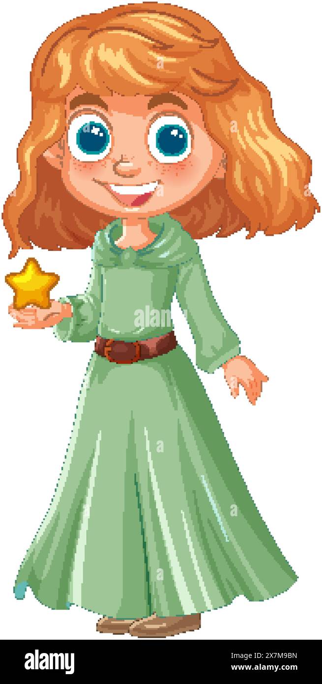 Cartoon of a girl with a star in her hand Stock Vector Image & Art - Alamy