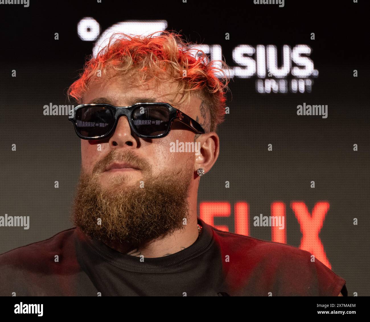 Arlington, USA. 16th May, 2024. Jake Paul and Mike Tyson press ...