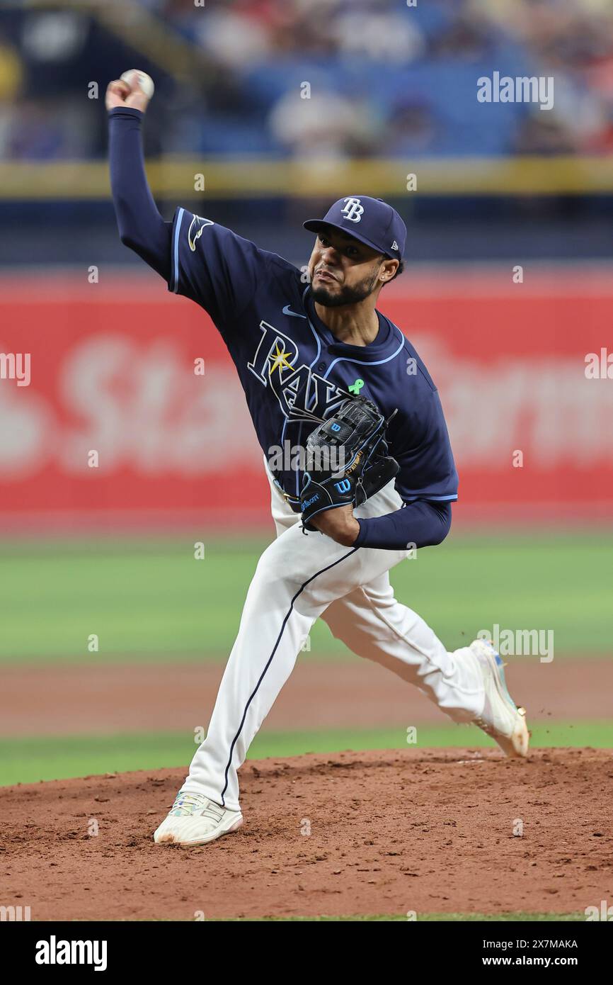 St. Petersburg, FL: Tampa Bay Rays pitcher Taj Bradley (45) delivers a ...