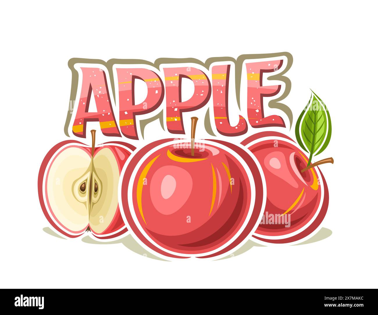 Vector logo for Red Apple, decorative horizontal poster with outline ...