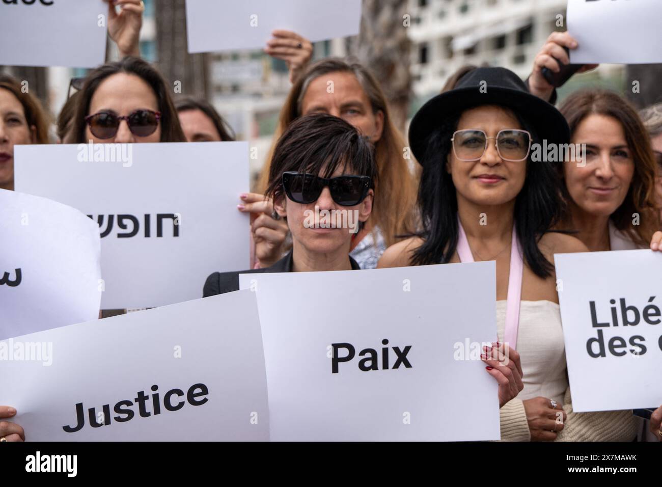 Moroccan Belgian actress Loubna Azabal (first from L) and producer ...
