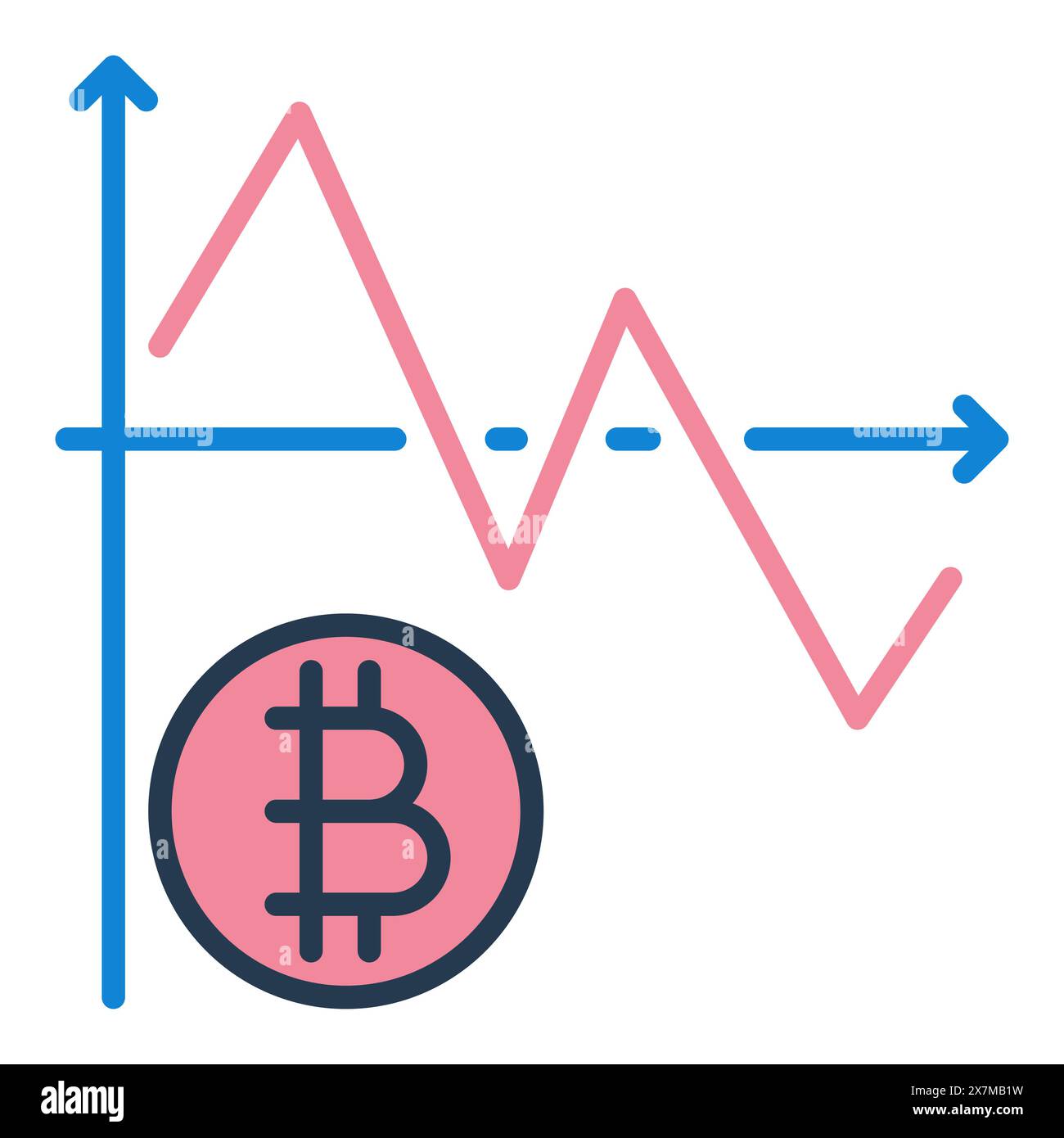 Bitcoin Falling Graph vector Cryptocurrency concept colored icon or ...