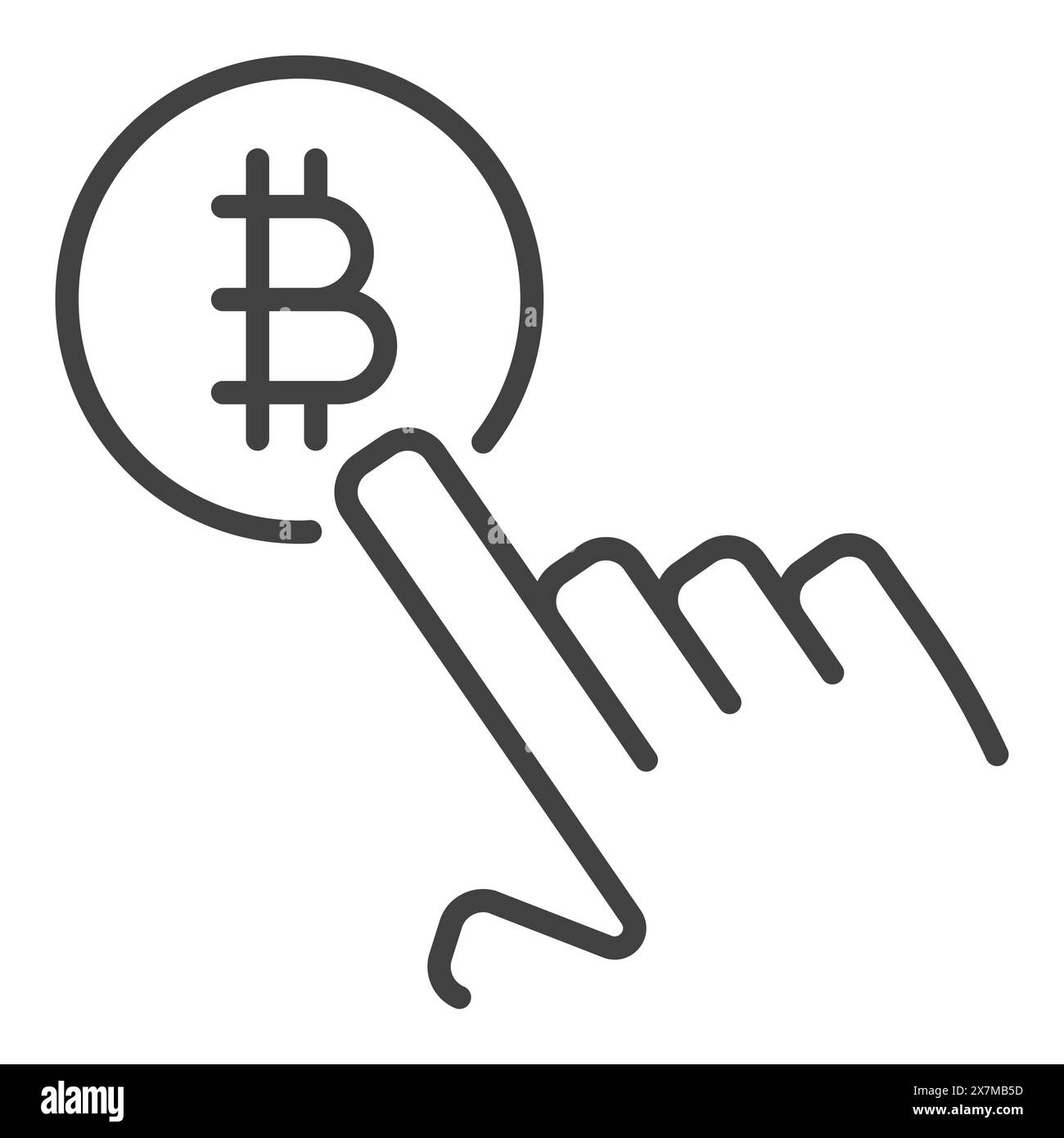 Hand tapping on Bitcoin sign vector Blockchain Technology concept ...