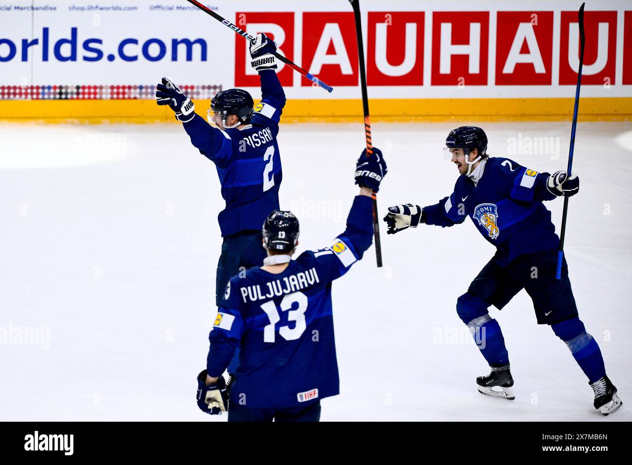 L-R Rasmus Rissanen, Jesse Puljujarvi and Oliwer Kaski (all FIN ...