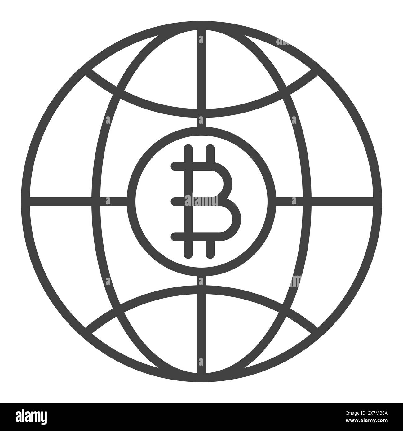 Bitcoin inside Earth vector Globe with Cryptocurrency concept outline ...