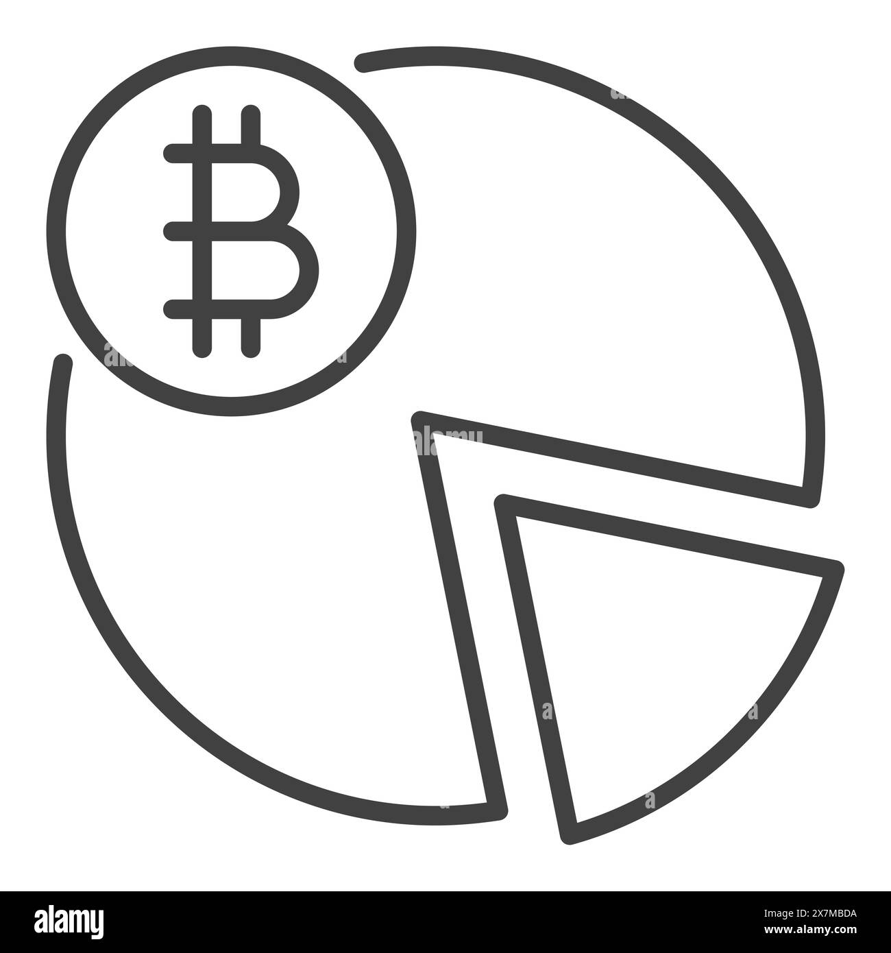 Bitcoin Pie Chart vector Crypto Currency concept icon or sign in thin line style Stock Vector ...