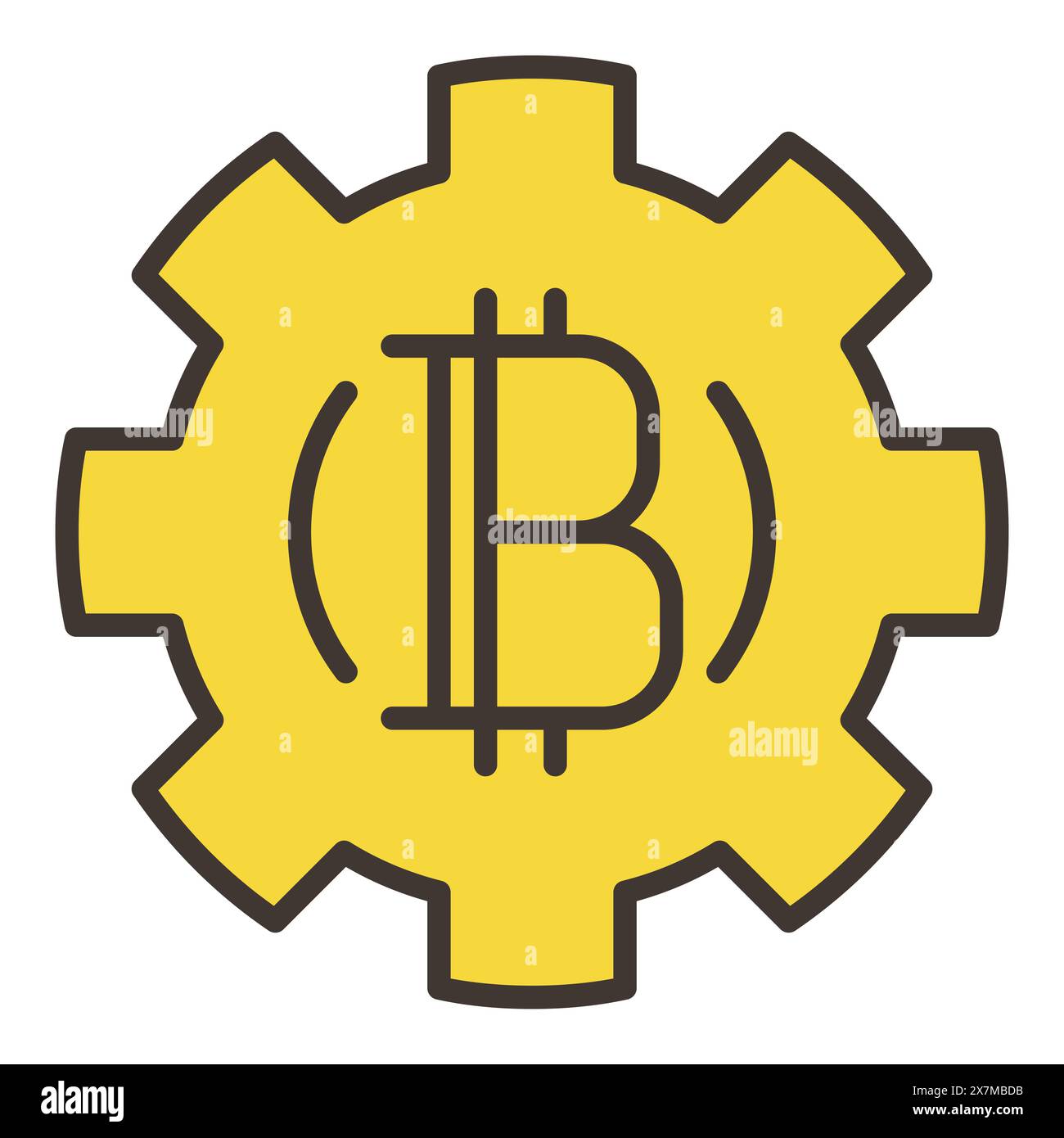 Gear with Bitcoin vector Cryptocurrency concept colored icon or design ...