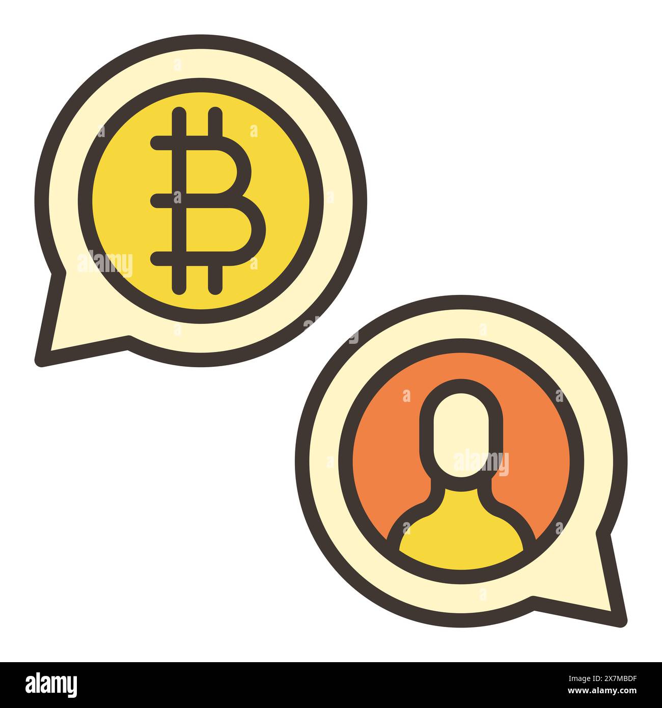 P2P Bitcoin vector Crypto Currency in Speech Bubble Exchange concept colored icon or symbol ...
