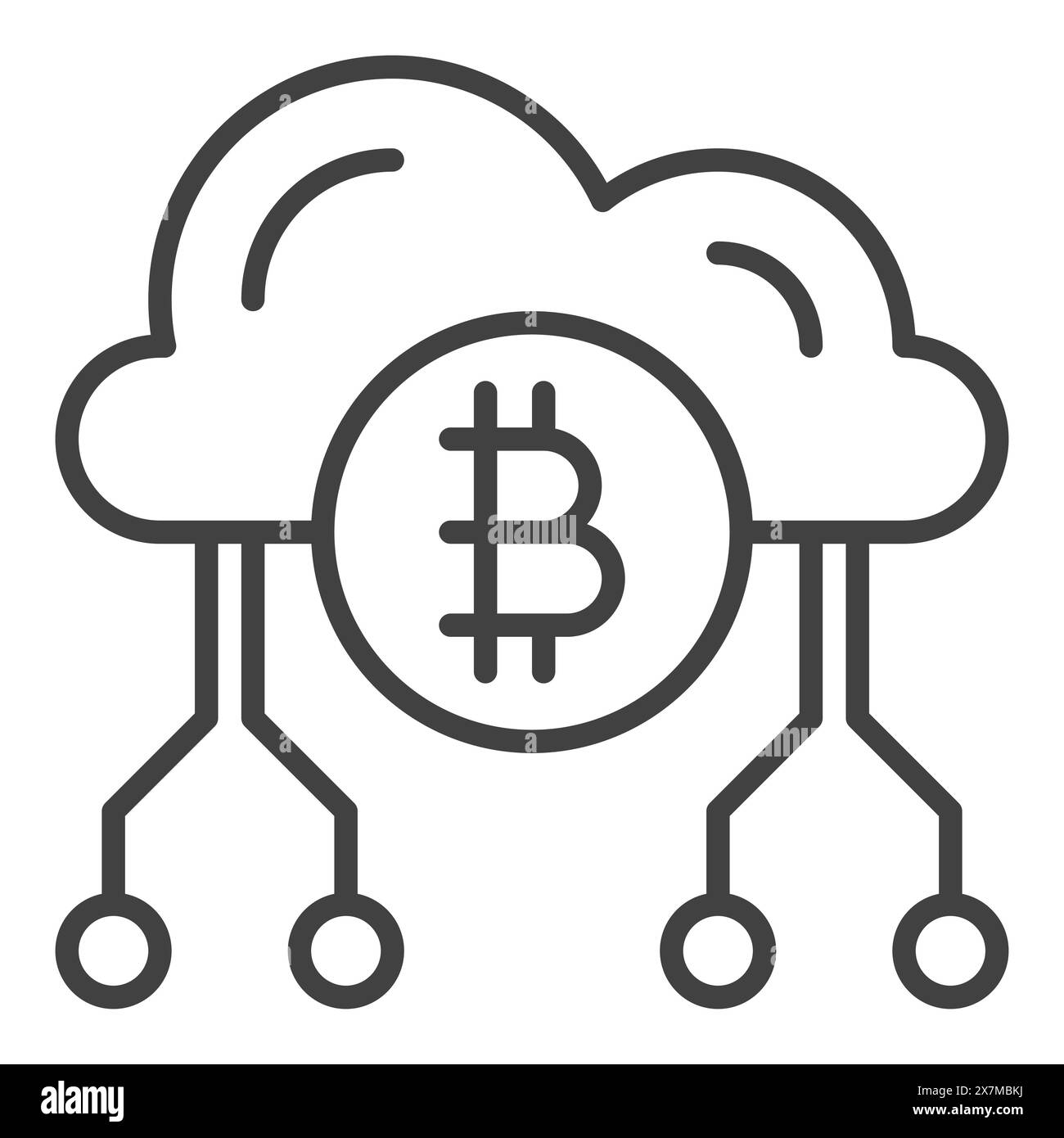 Cloud Technology with Bitcoin vector Crypto Currency concept icon or ...