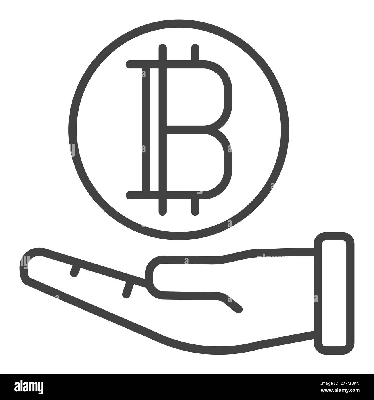 Hand holding Bitcoin vector Cryptocurrency concept icon or symbol in ...