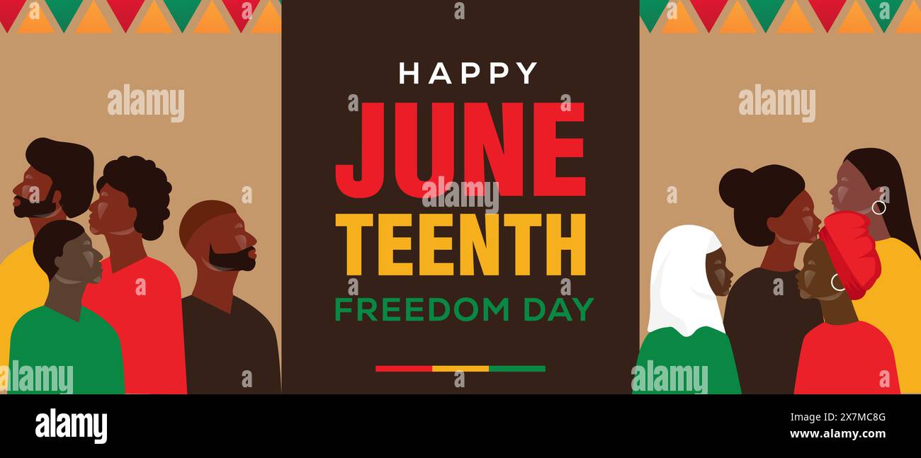 happy juneteenth freedom day horizontal banner illustration Stock ...