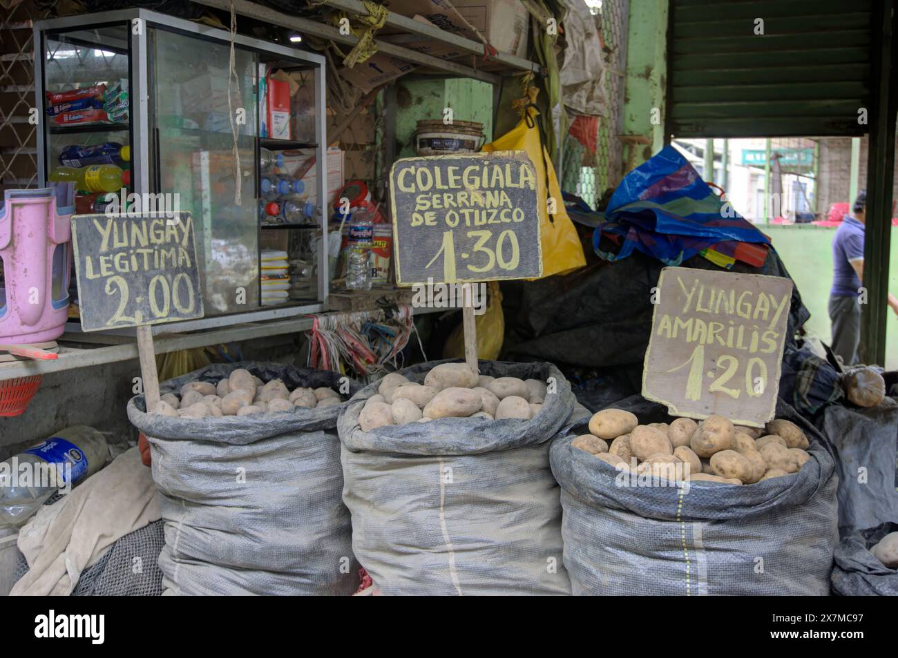 Chimbote, Peru - April 18, 2024: Various types of potato for sale in ...