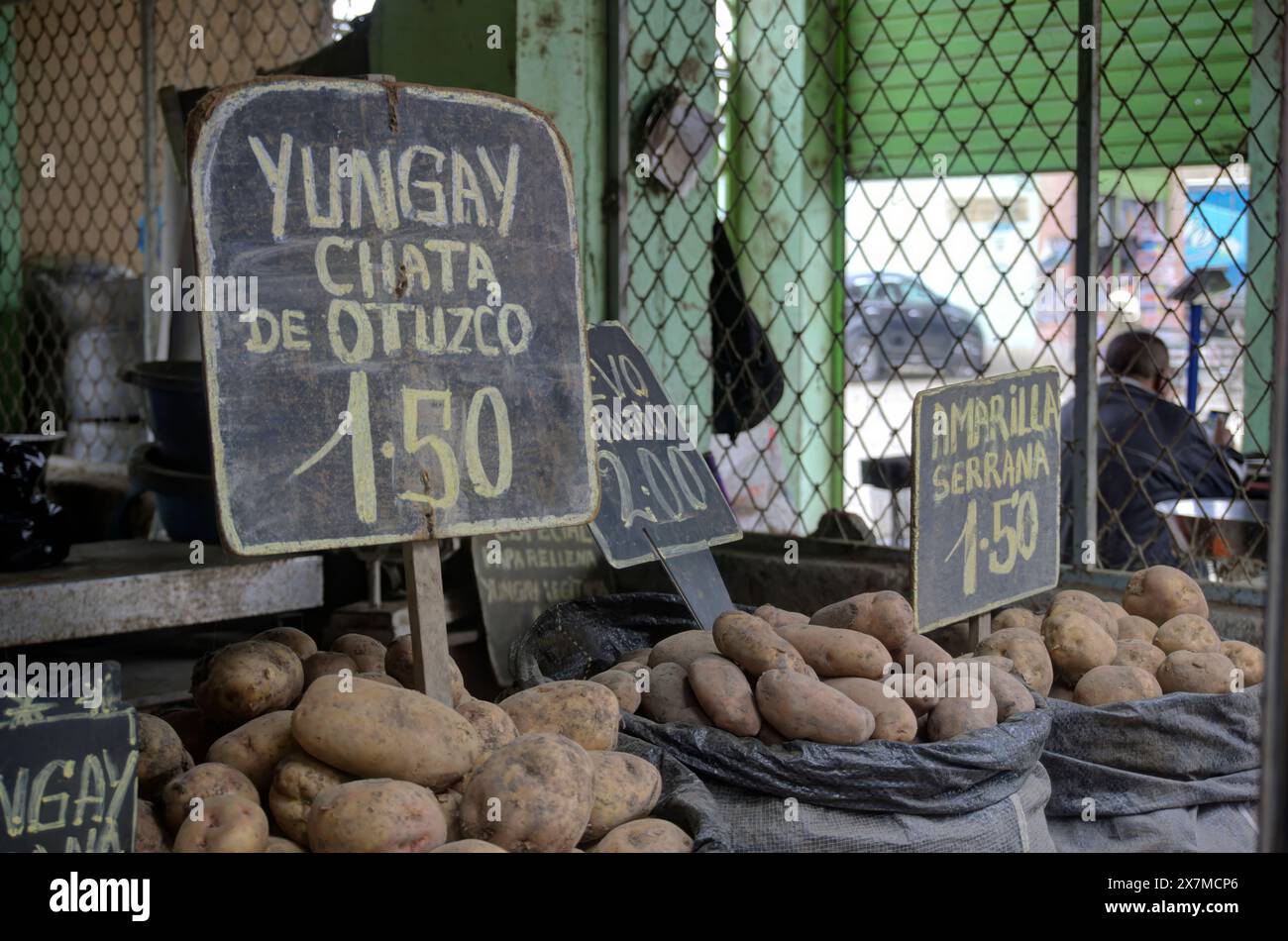 Chimbote, Peru - April 18, 2024: Various types of potato for sale in ...