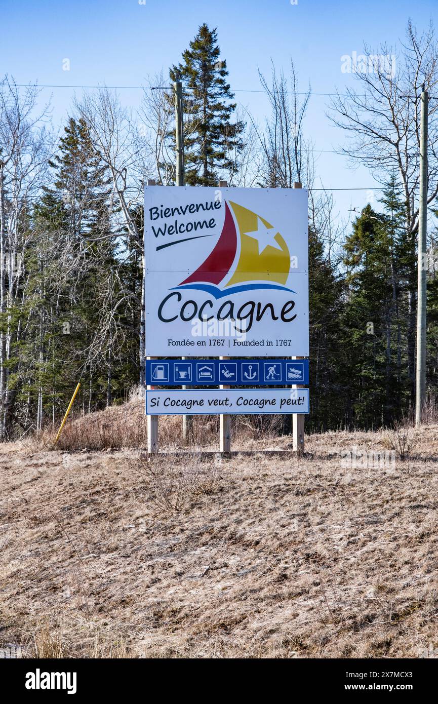 Welcome to Cocagne sign on NB 134 in New Brunswick, Canada Stock Photo ...
