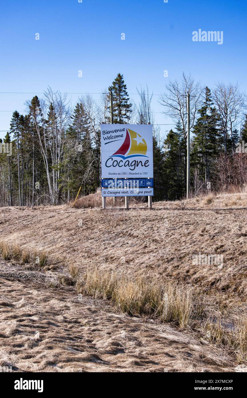 Welcome to Cocagne sign on NB 134 in New Brunswick, Canada Stock Photo ...