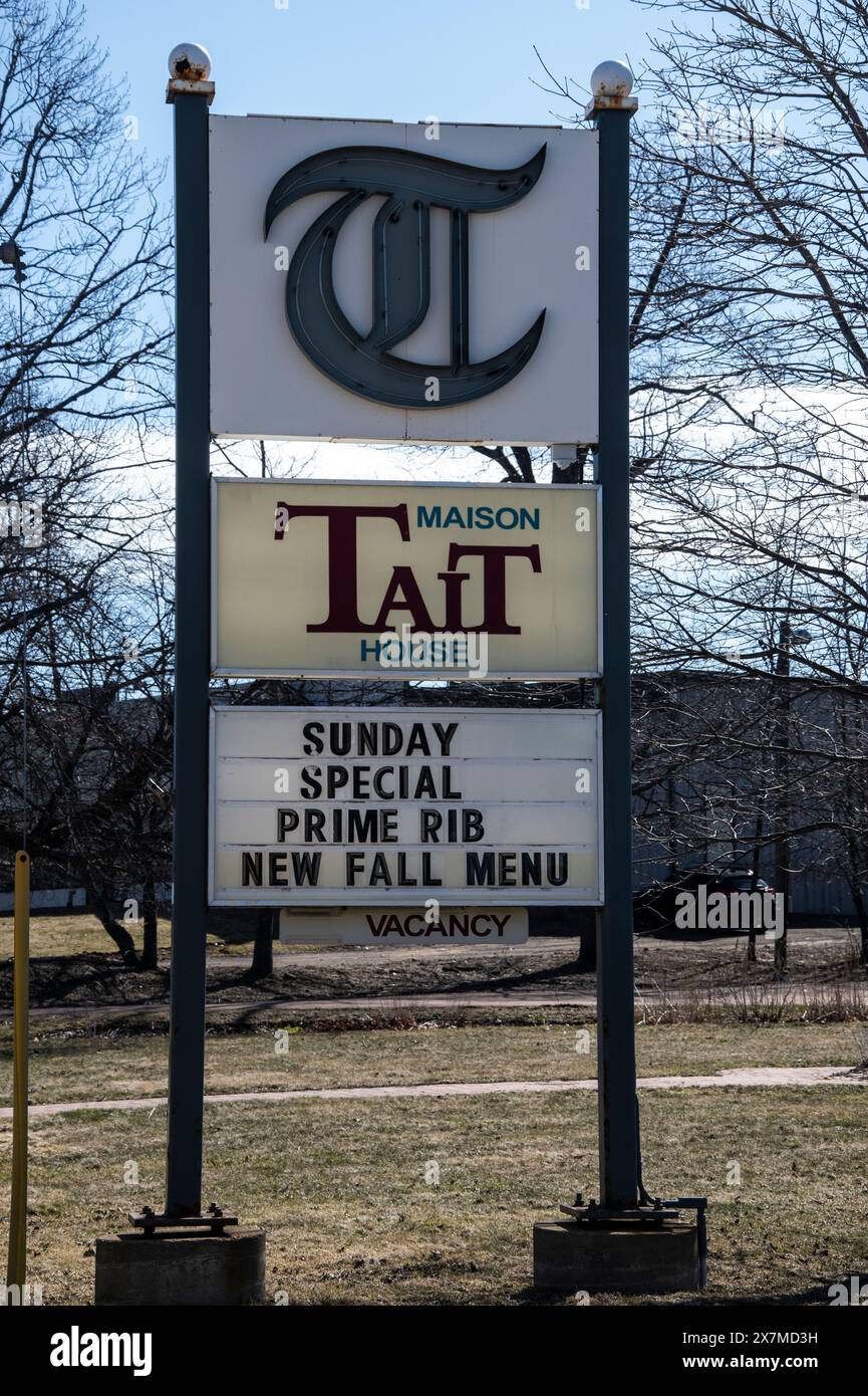 Tait House sign in downtown Shediac, New Brunswick, Canada Stock Photo ...