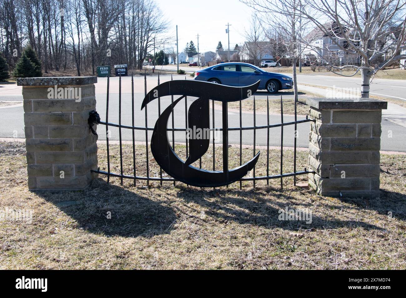 Stylized T sign at Tait House in downtown Shediac, New Brunswick ...