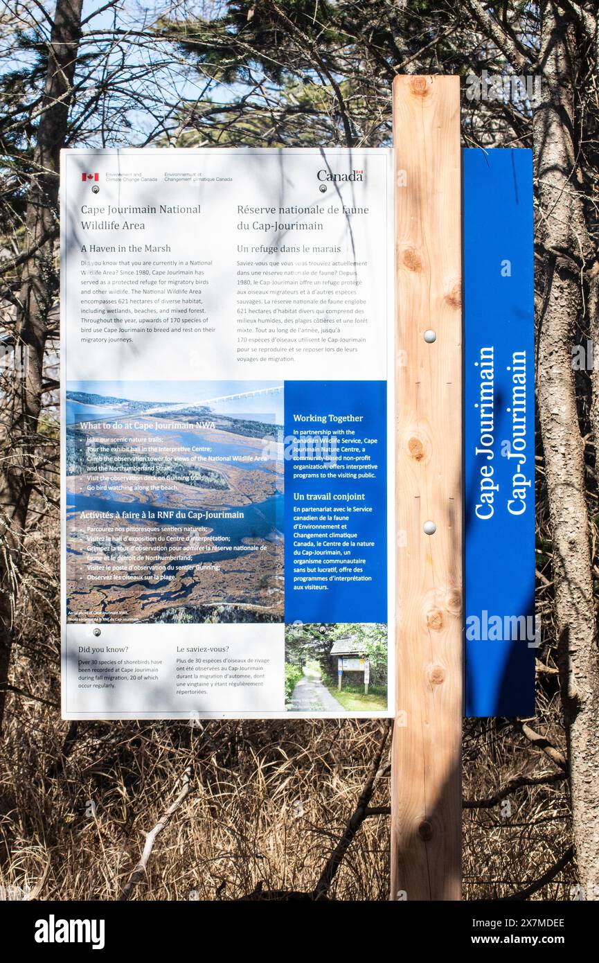 Cape Jourimain national wildlife area sign in New Brunswick, Canada ...
