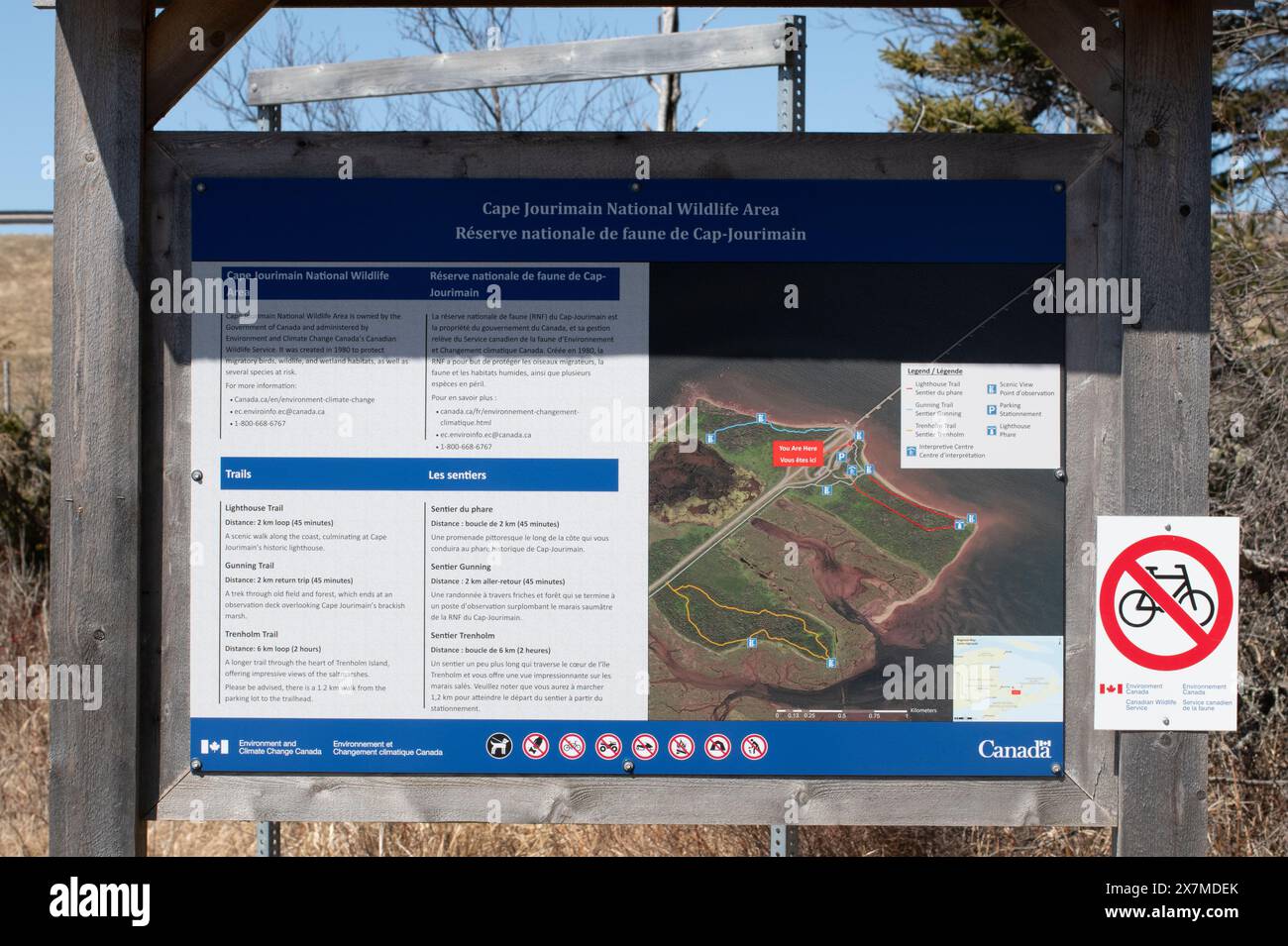 Nature wildlife area sign in Cape Jourimain, New Brunswick, Canada ...