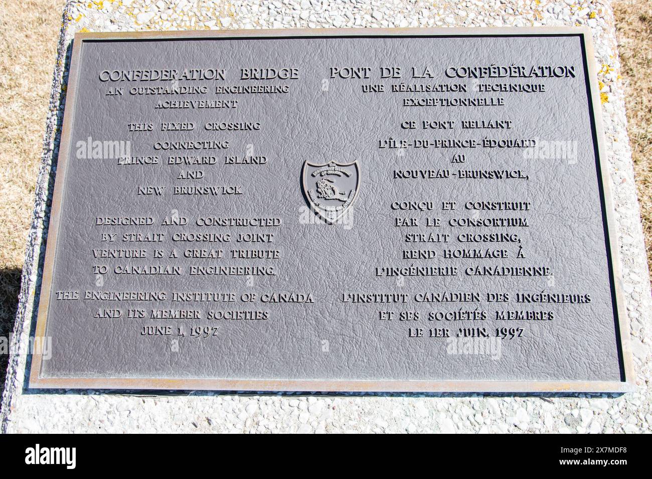 Confederation Bridge plaque in Borden-Carleton, Prince Edward Island ...