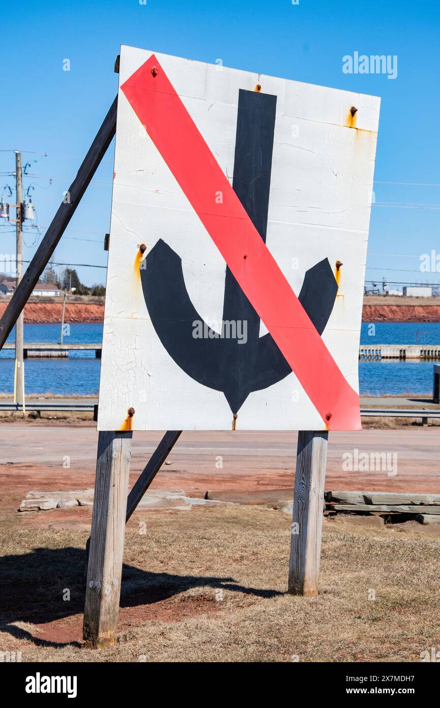 No anchoring sign in Borden-Carleton, Prince Edward Island, Canada ...