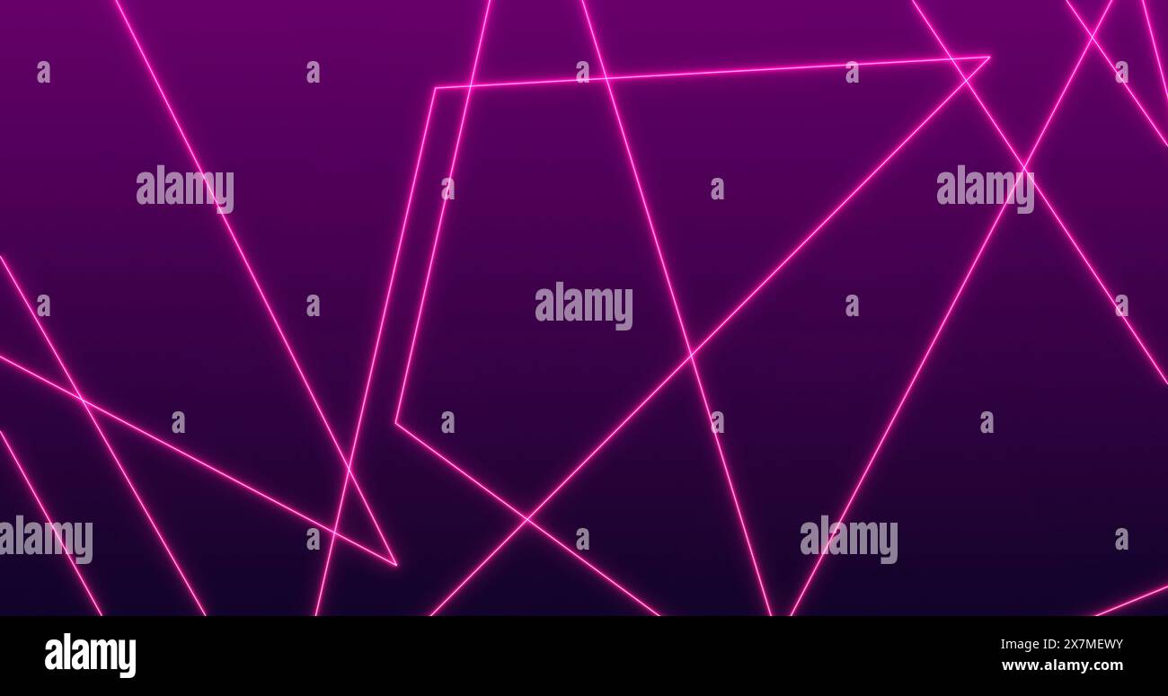 Abstract digital art with intersecting pink neon lines forming geometric shapes on a purple ...