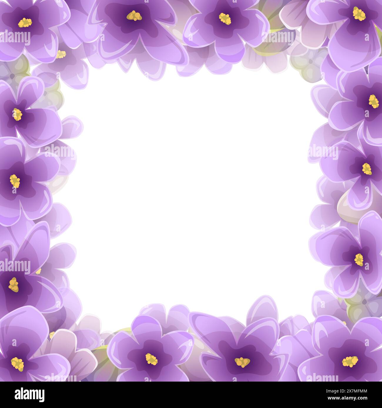 Lilac purple flowers square frame in violet colors Stock Vector Image ...