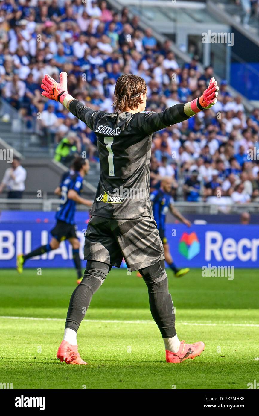 Milan, Italy. 19th May, 2024. Goalkeeper Yann Sommer of Inter gestures ...