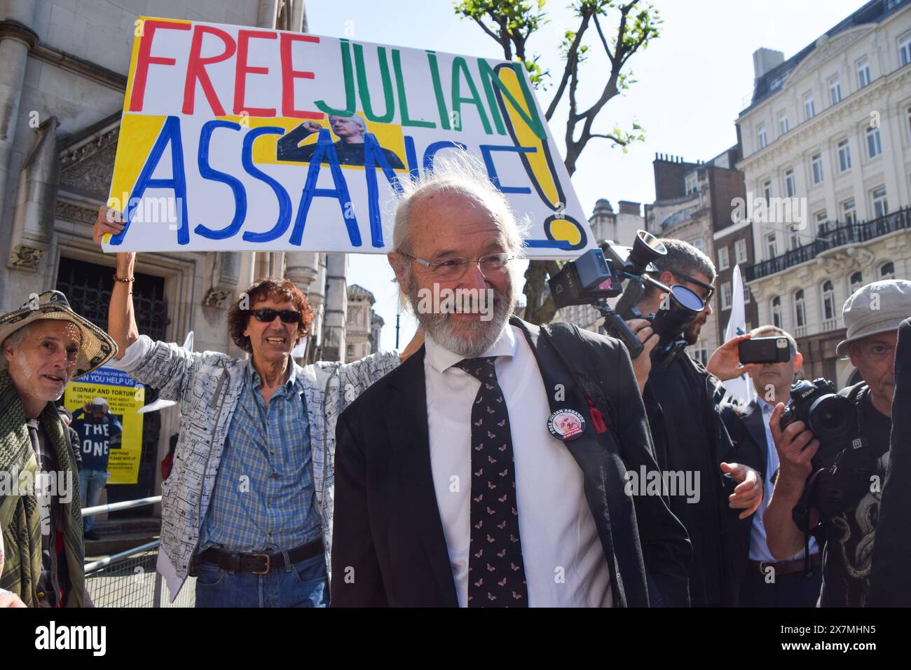 London, UK. 20th May 2024. Julian Assange's father John Shipton arrives ...