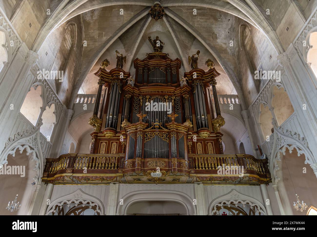Organ inside the 18th century neo-Gothic style church of Santa Maria de ...