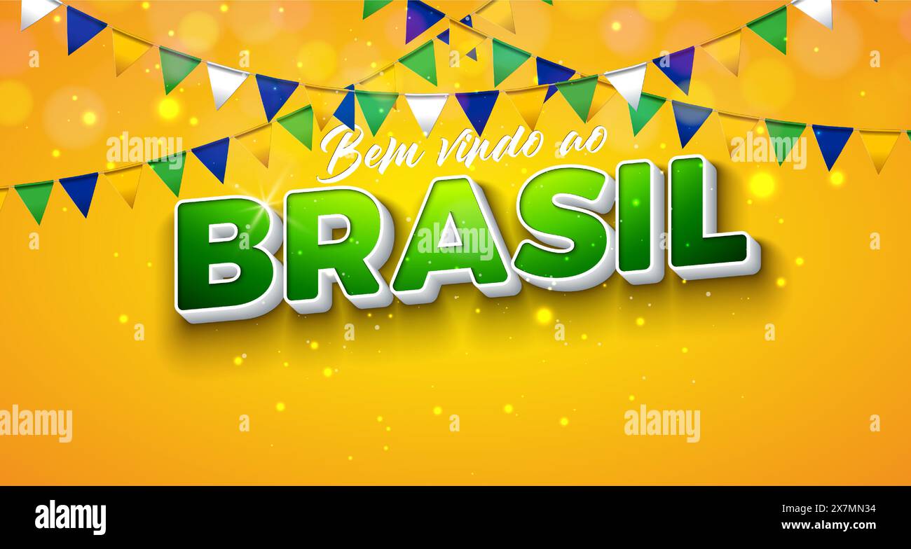 Festa Junina Illustration with Party Flags and 3d Letter on Yellow ...