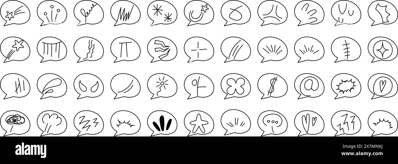 Anime emotion effect design elements with speech bubbles. Manga ...