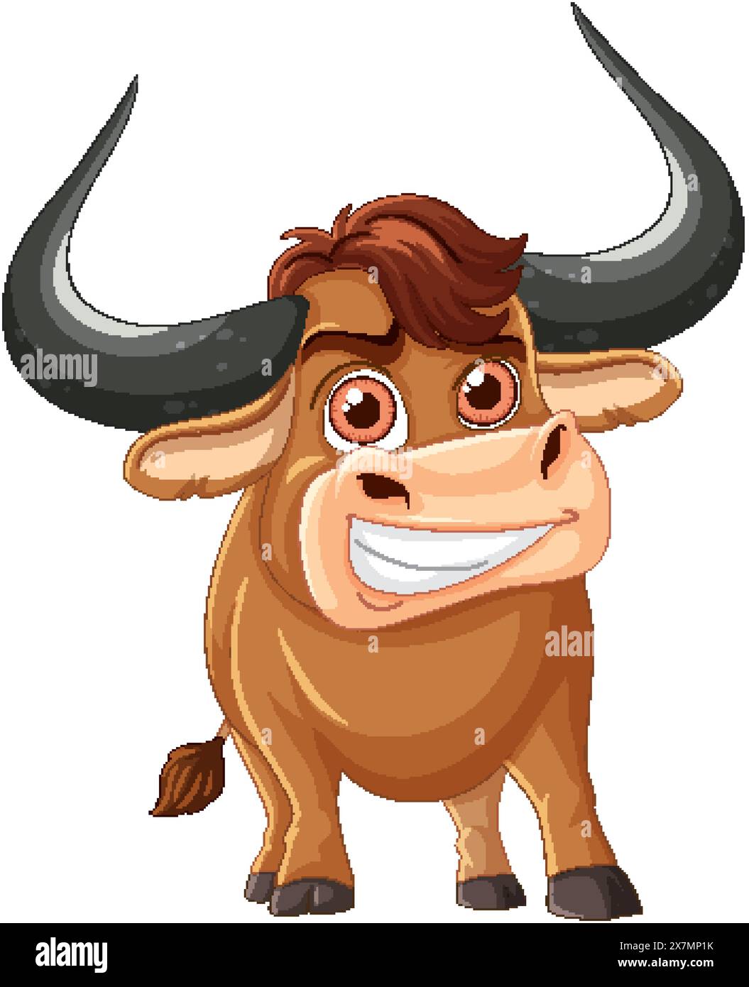 Happy bull with big horns and smile Stock Vector Image & Art - Alamy