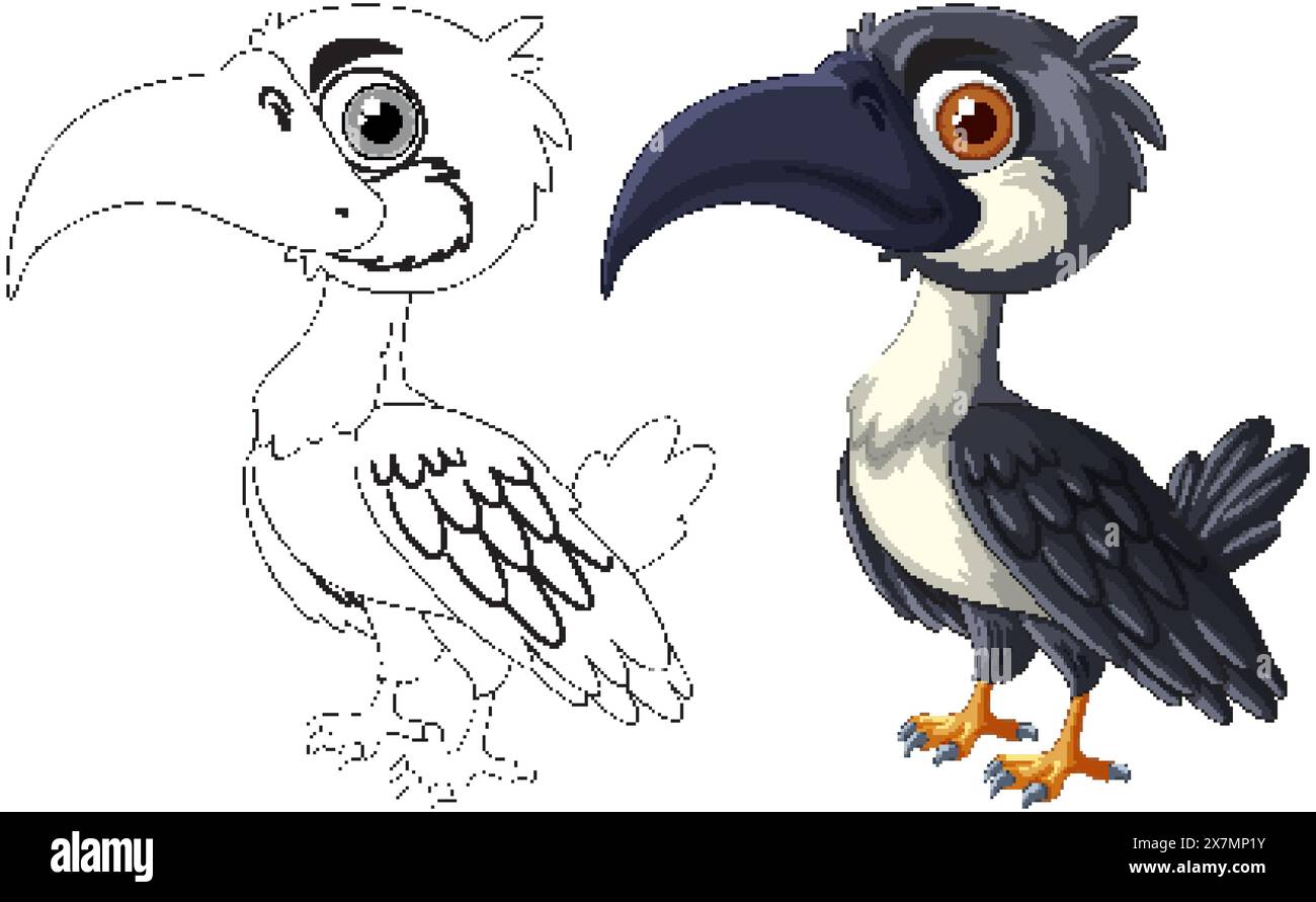 Vector illustration of a bird in color and outline Stock Vector Image ...