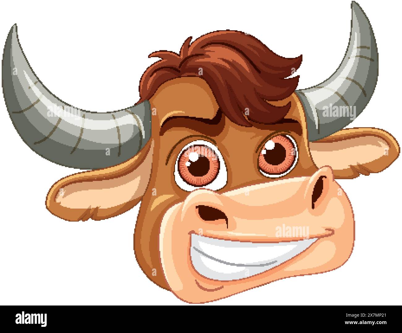 Happy bull with big eyes and horns Stock Vector Image & Art - Alamy