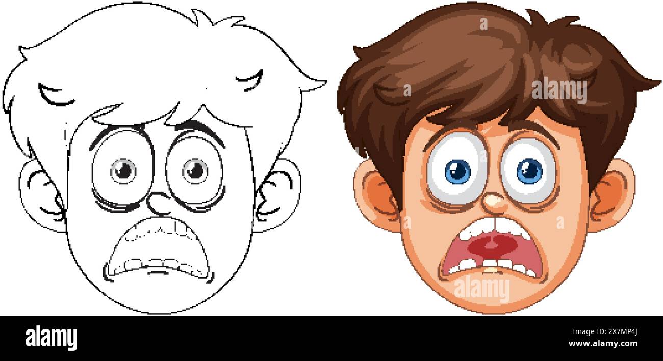 Illustration of a boy with a shocked expression Stock Vector Image ...