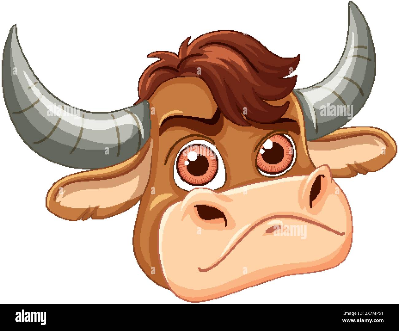 Cute bull with expressive eyes and horns Stock Vector Image & Art - Alamy