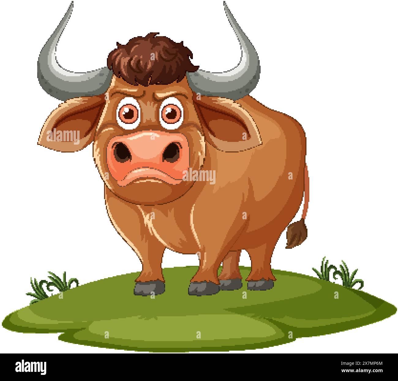 Cute cartoon bull standing on grass Stock Vector Image & Art - Alamy