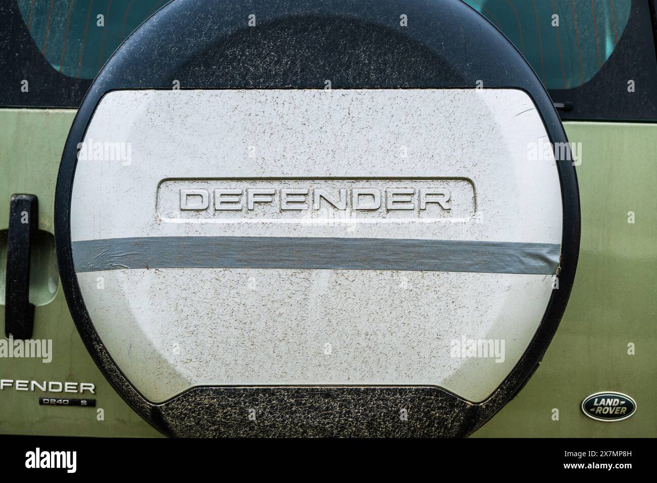 Gothenburg, Sweden - March 01 2024: Spare wheel cover of a dirty Land ...