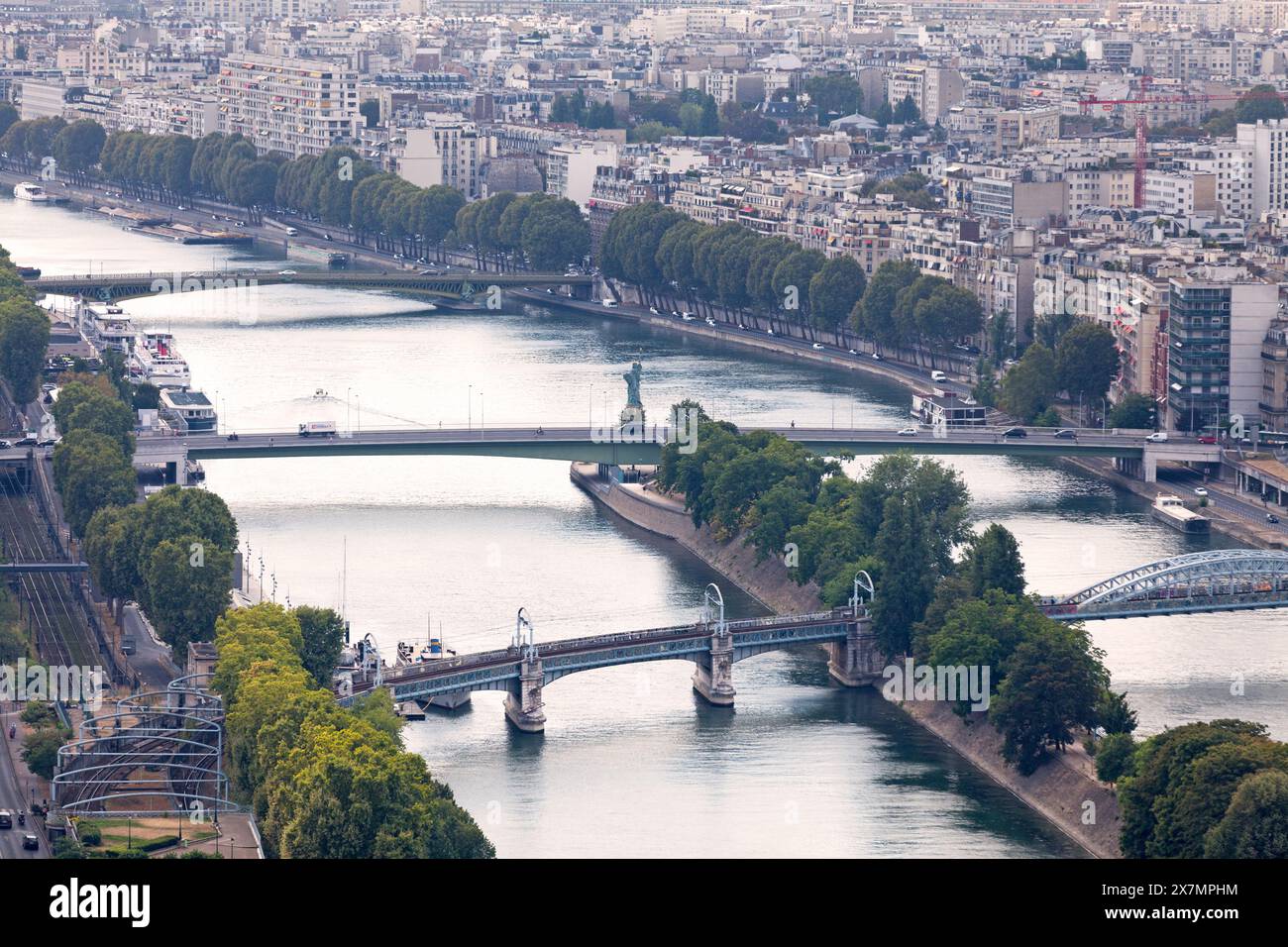 Paris, France - September 01 2016: View downstream of the Seine from ...