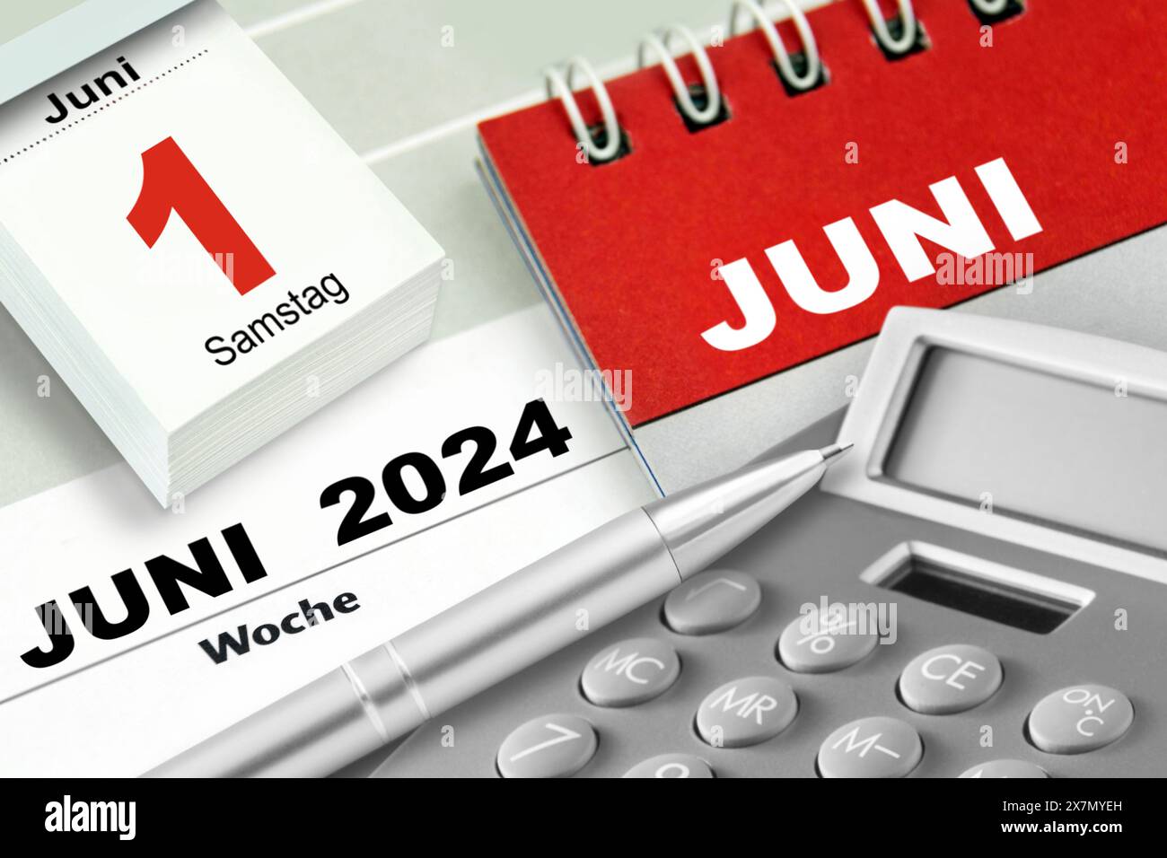 German calendar 2024 June 1 Saturday and calculator Week Stock Photo ...