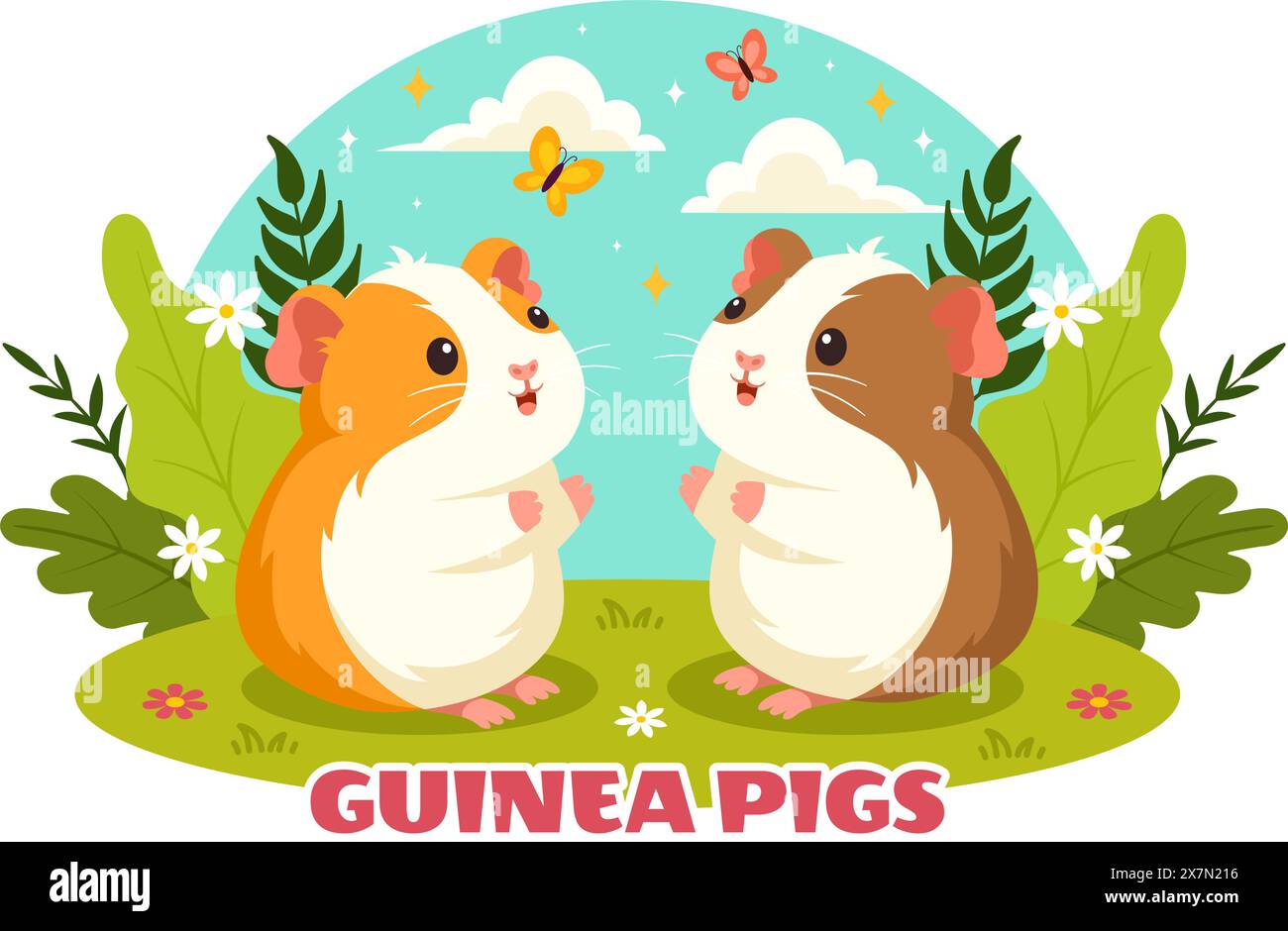 Guinea Pig Vector Illustration Featuring Various Hamster Breeds in Green Fields in a Flat Cute ...
