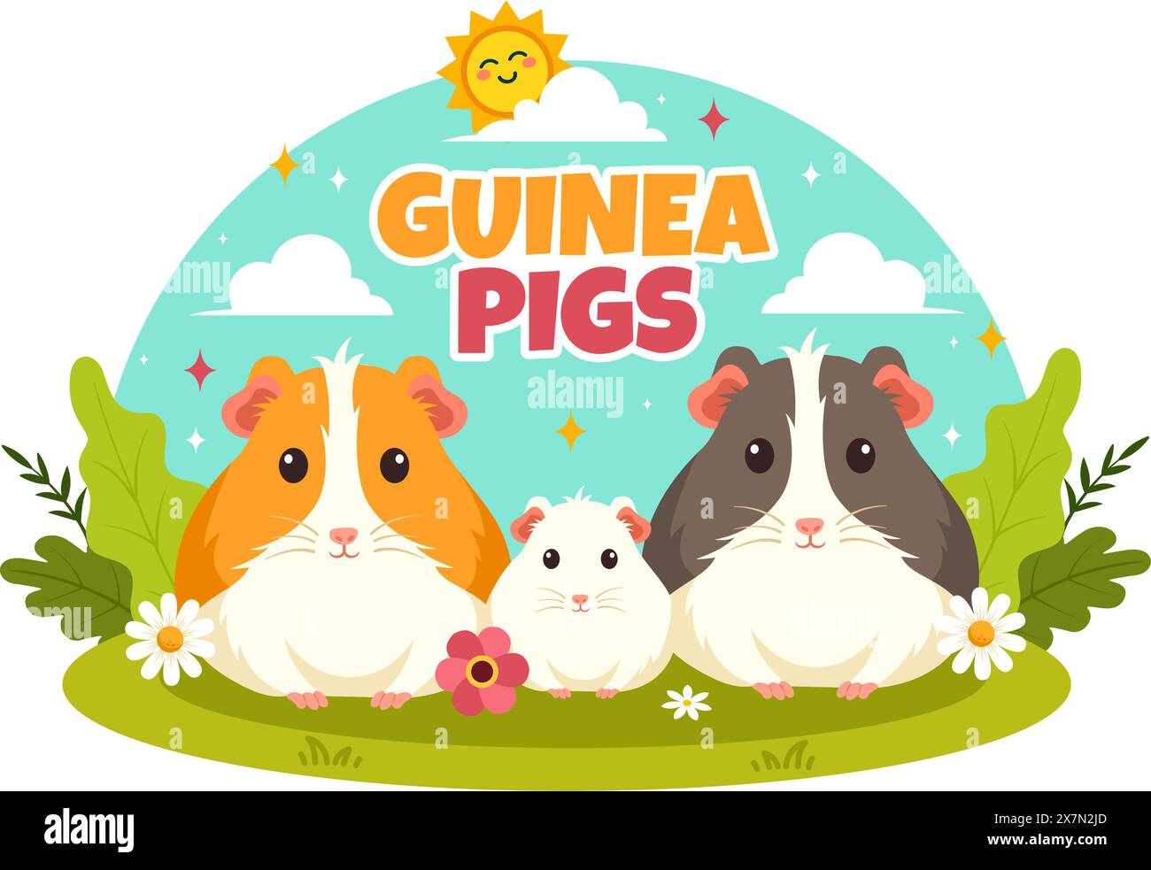 Guinea Pig Vector Illustration Featuring Various Hamster Breeds in Green Fields in a Flat Cute ...