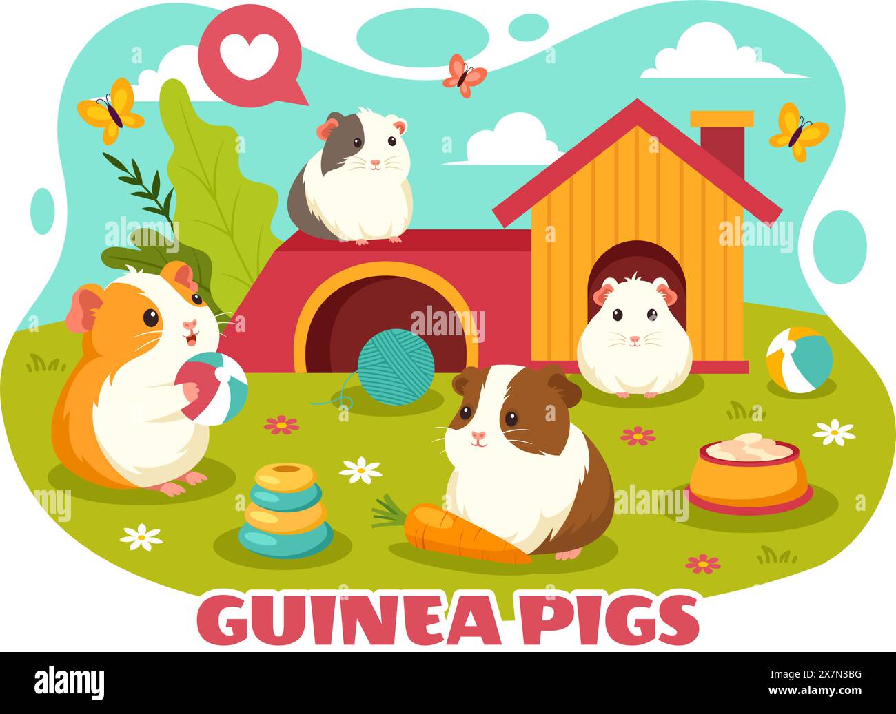 Guinea Pig Vector Illustration Featuring Various Hamster Breeds in Green Fields in a Flat Cute ...