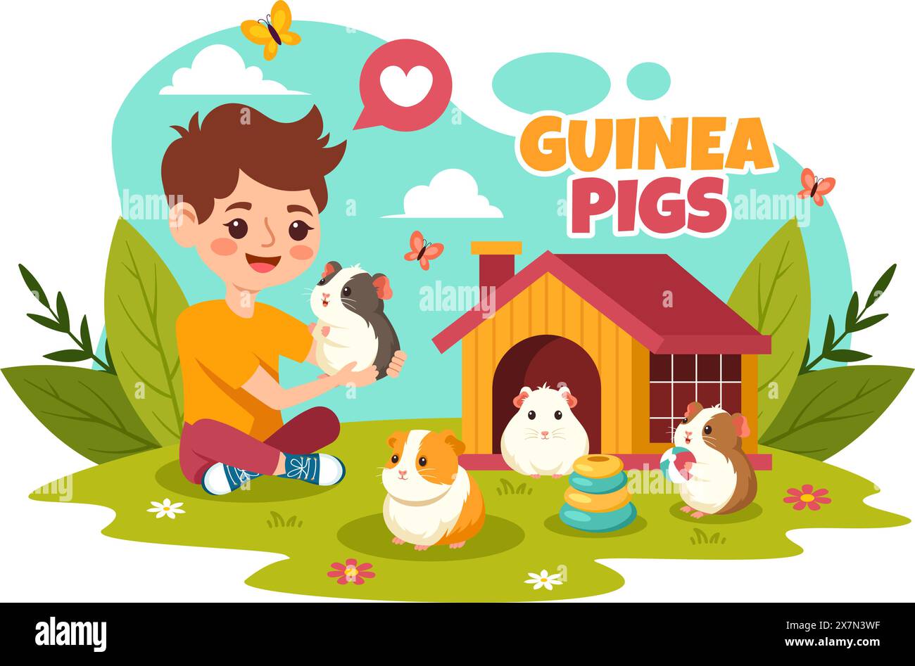 Guinea Pig Vector Illustration Featuring Various Hamster Breeds in Green Fields in a Flat Cute ...
