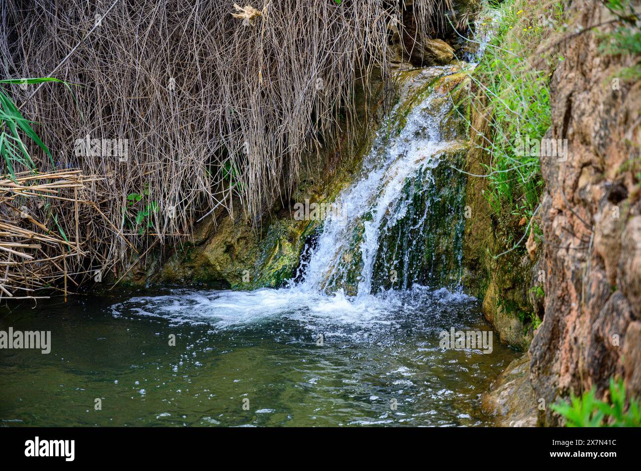 flowing water and waterfall in a small stream Photographed at Tzalmon ...