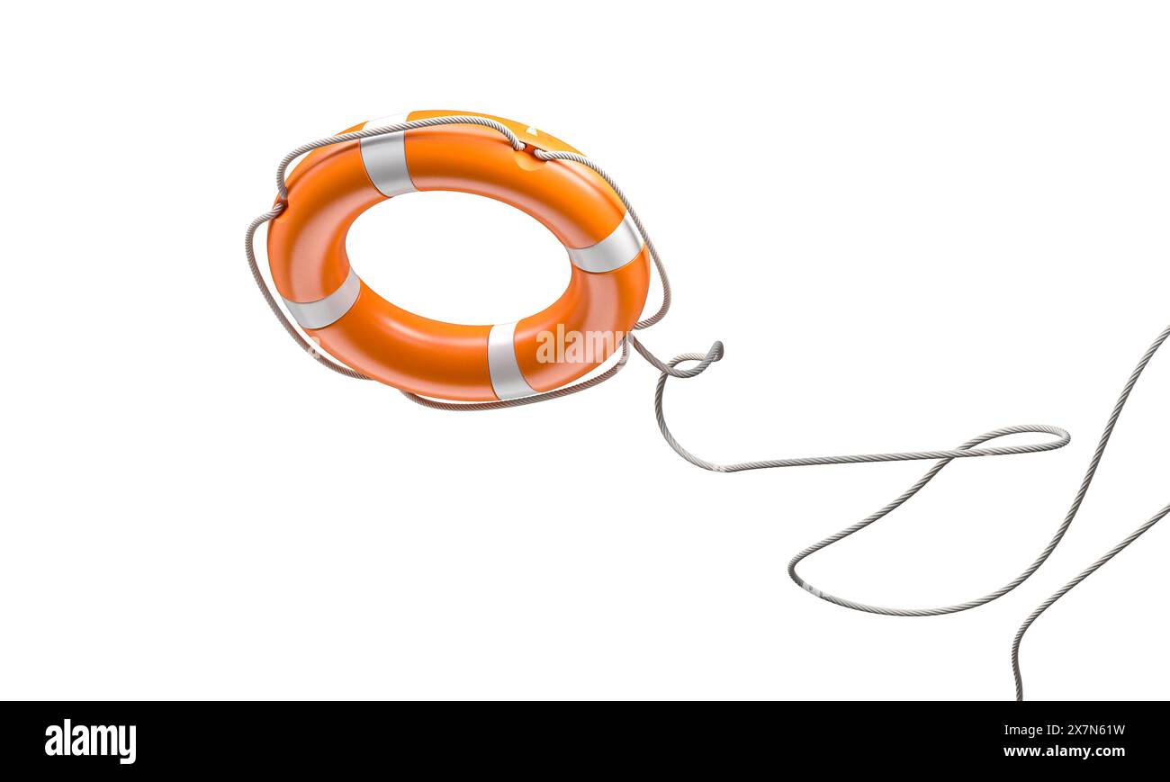 orange lifebuoy rope safety rescue isolated white background Stock Photo - Alamy