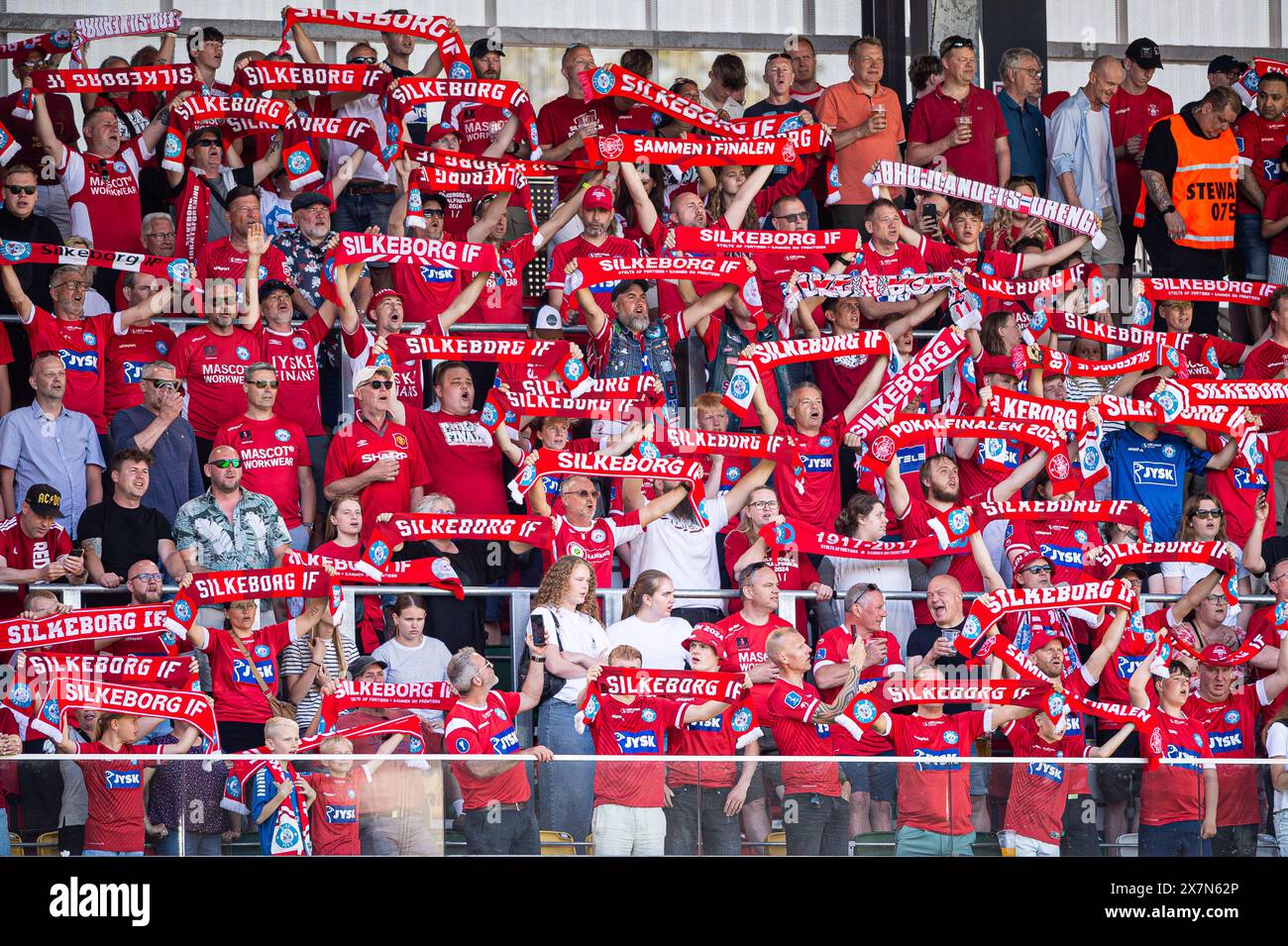 Silkeborg, Denmark. 20th May, 2024. Football fans of Silkeborg IF seen ...