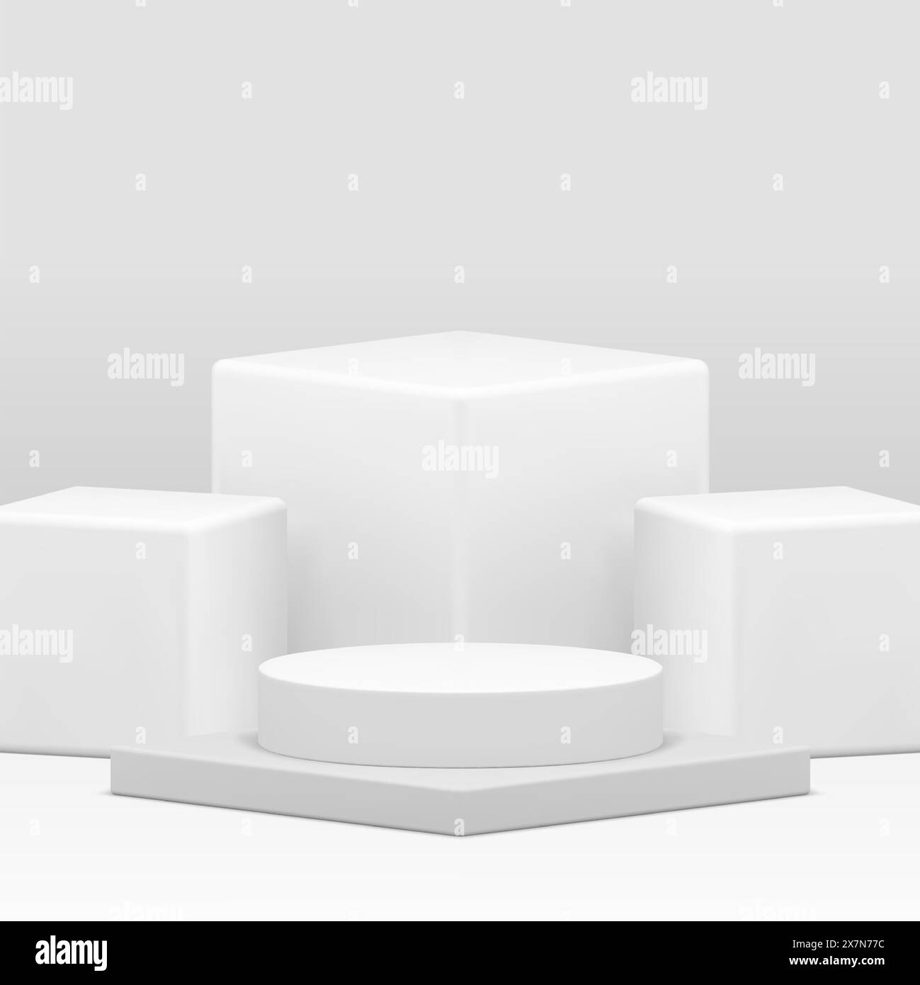 White 3d podium pedestal geometric display for product show realistic ...