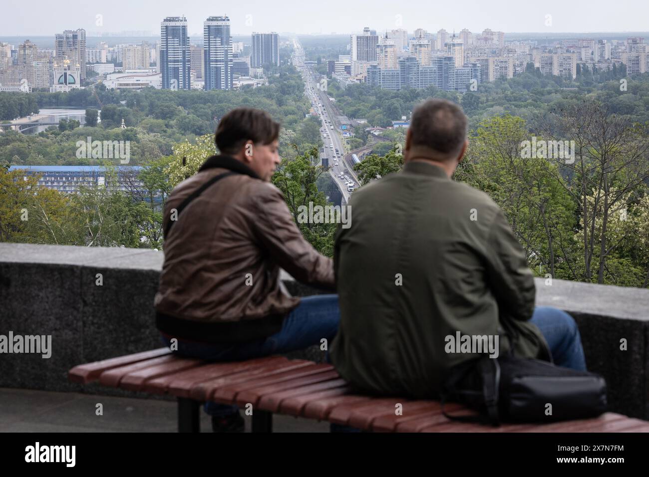 Kyiv, Ukraine. 16th May, 2024. People spend time at Vechnoi Slavy park ...